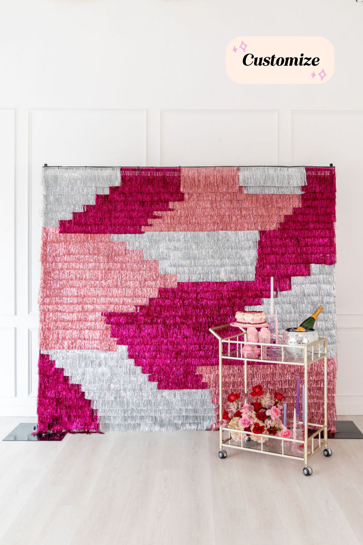 Custom Metallic Trim Backdrop exclusive at Oh My Darling Party Co