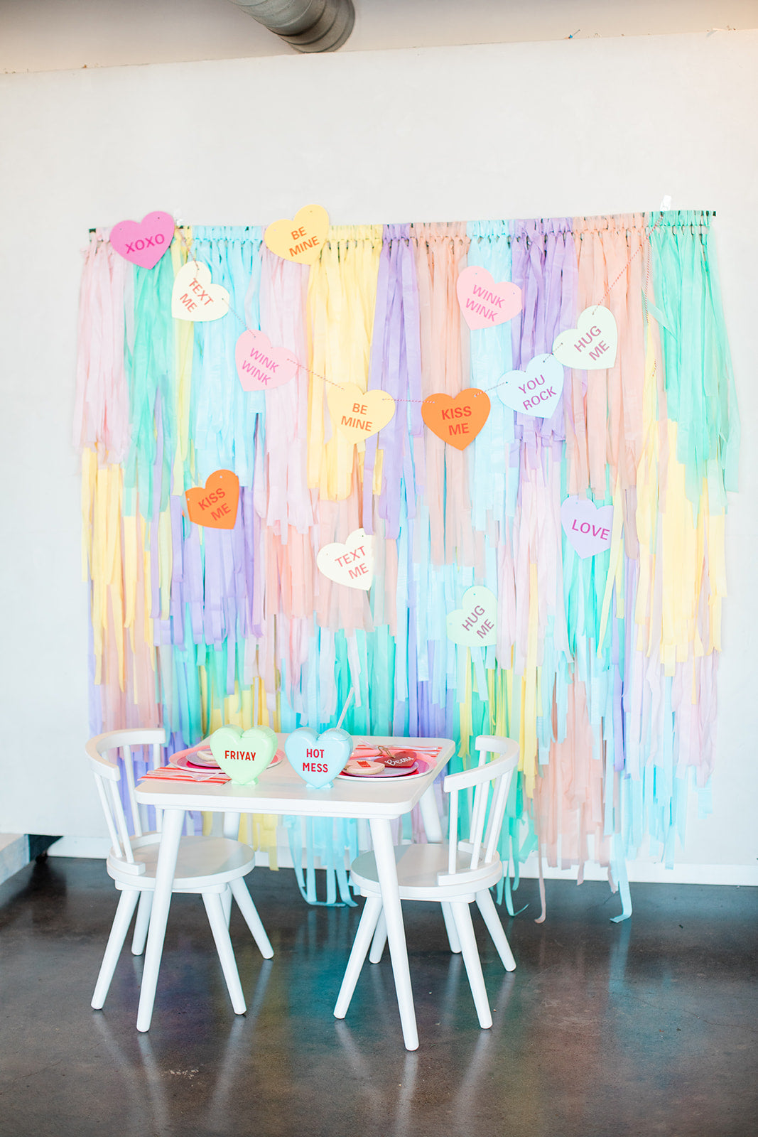 Candy Heart Fringe Backdrop exclusive at Oh My Darling Party Co