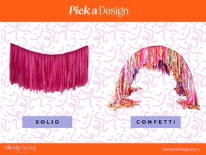 Custom Arched Fringe Installation exclusive at Oh My Darling Party Co