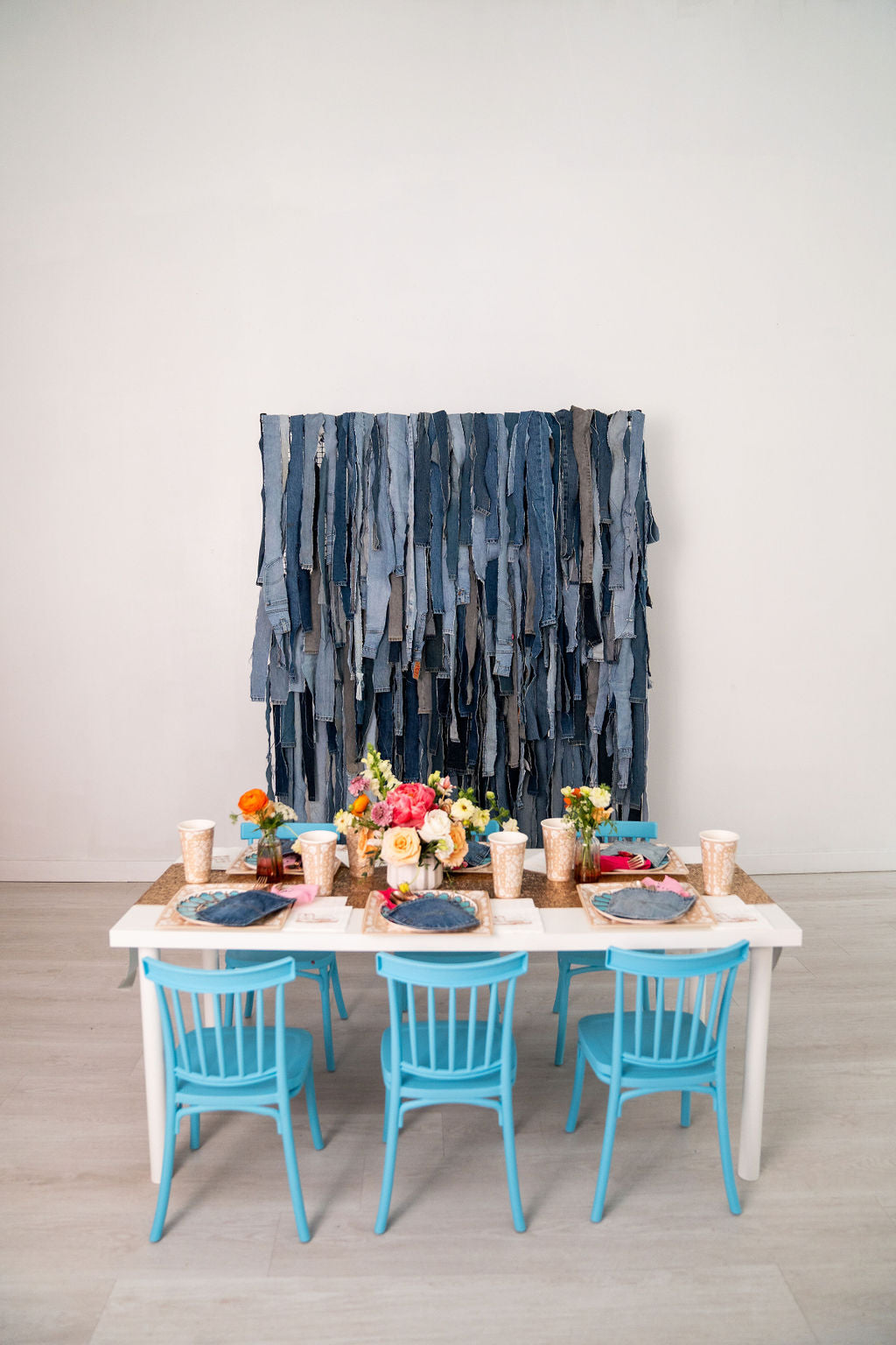 Denim on Denim Fringe Backdrop exclusive at Oh My Darling Party Co