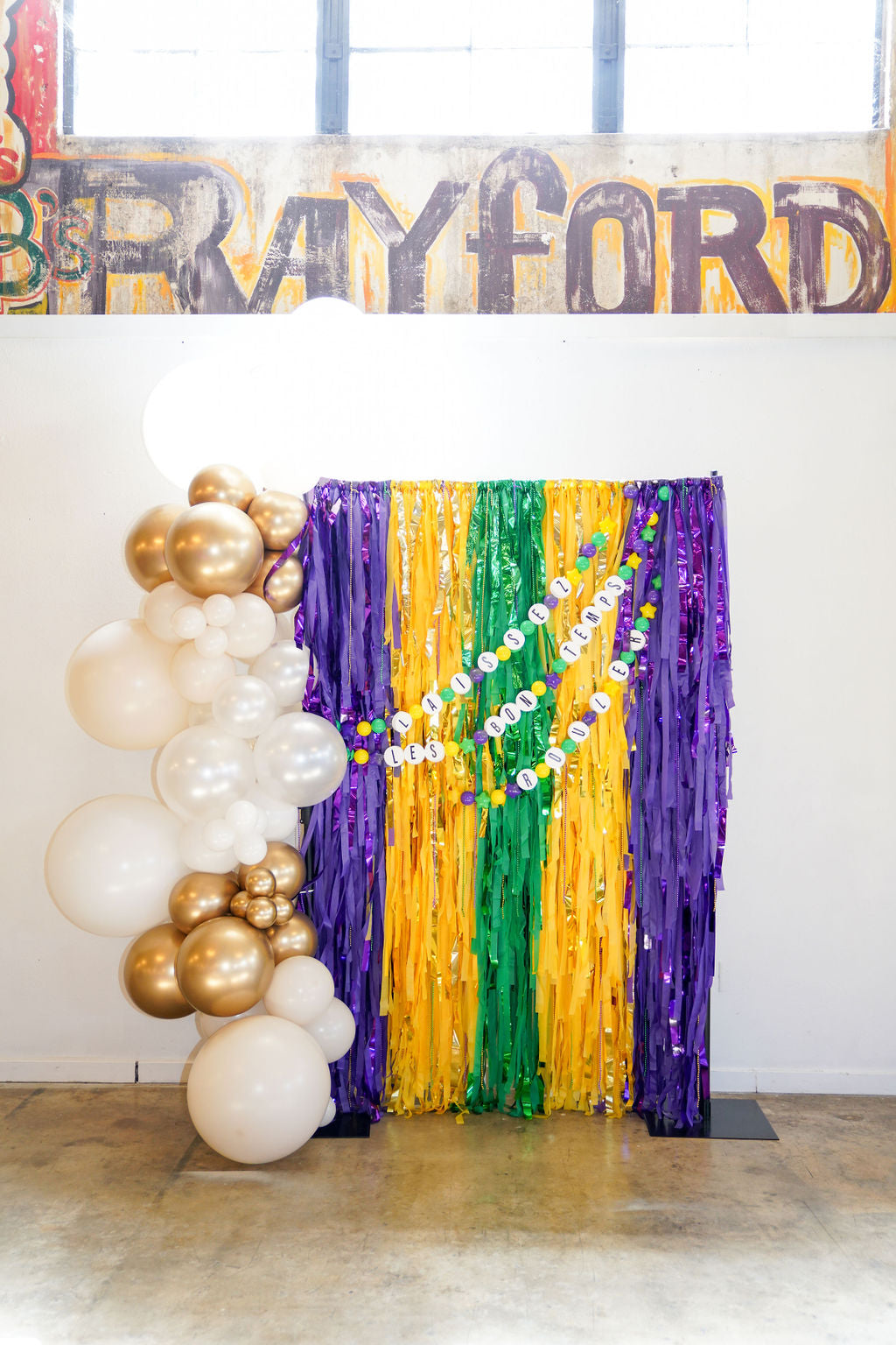 Mardi Gras Madness Fringe Backdrop exclusive at Oh My Darling Party Co