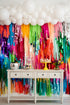 Modern Rainbow Fringe Backdrop exclusive at Oh My Darling Party Co