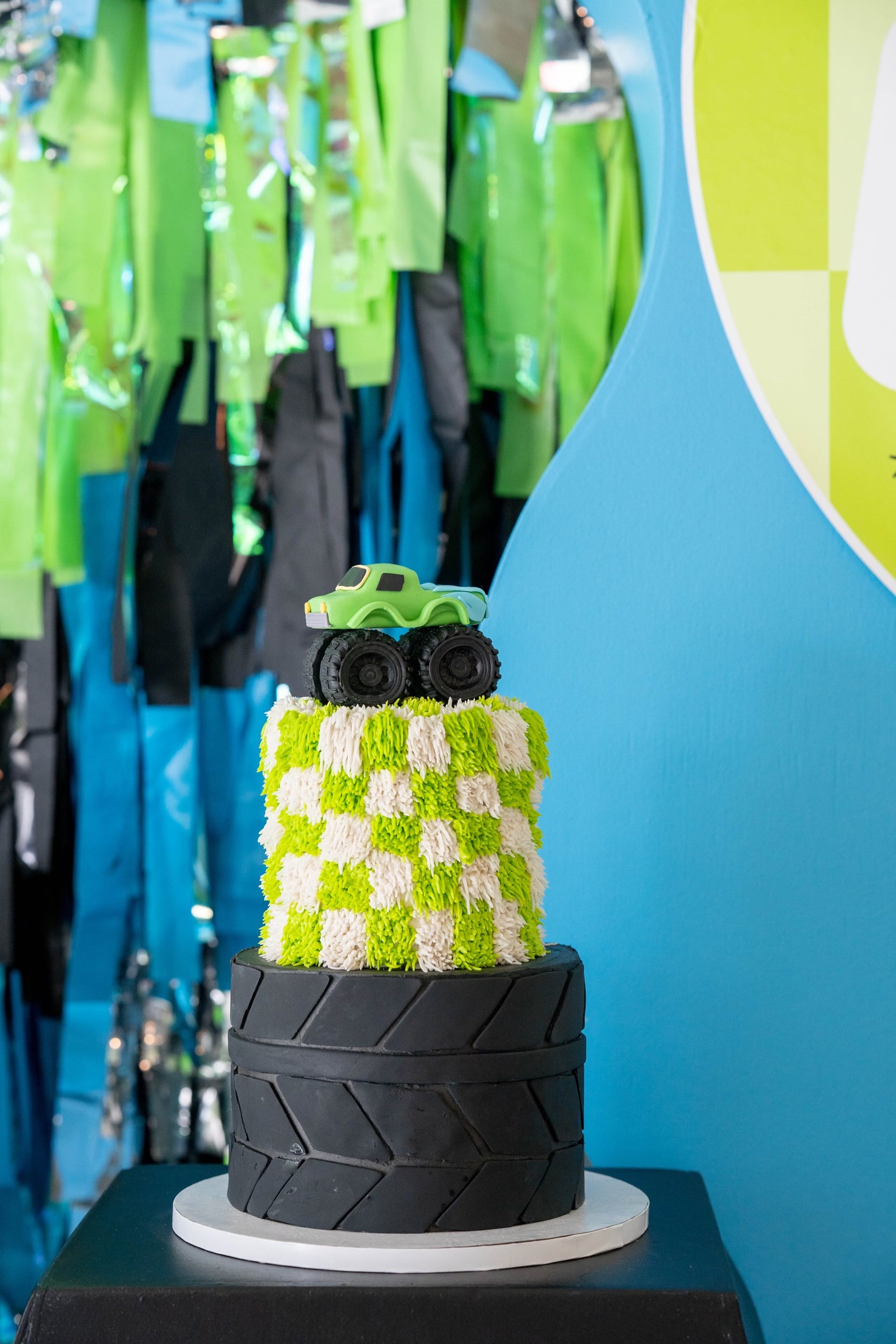 Monster Truck Bash Fringe Backdrop exclusive at Oh My Darling Party Co