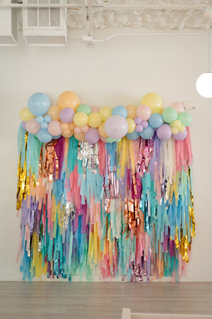 Pastel Rainbow Fringe Backdrop exclusive at Oh My Darling Party Co